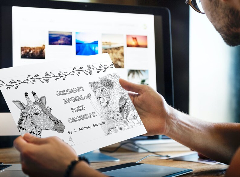 Animal 2023 Coloring Calendar, Printable Wall Calendar, DIY Calendar ...