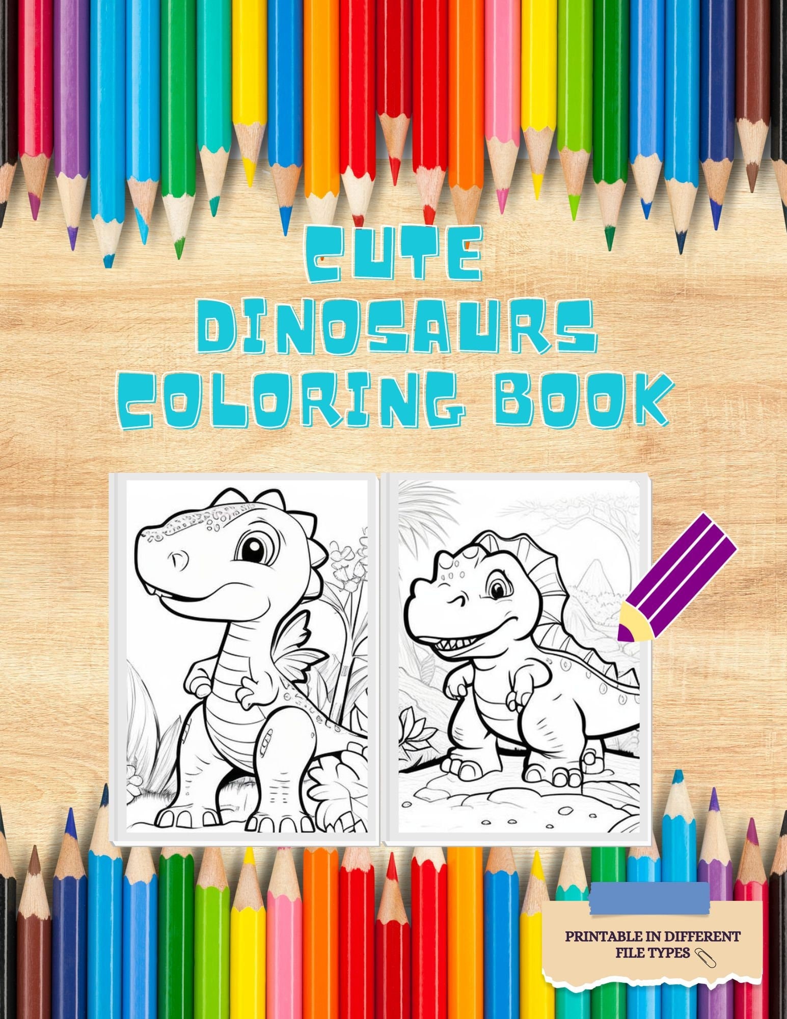 Cute Dinosaurs Coloring Book Printable for Kids - Coloring Book Pages ...