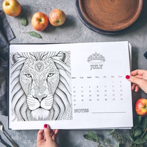 Animal 2023 Coloring Calendar, Printable Wall Calendar, DIY Calendar ...