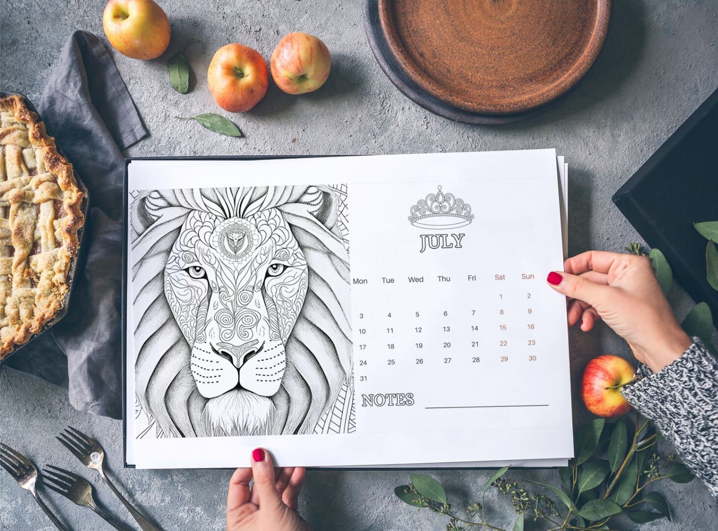 Animal 2023 Coloring Calendar, Printable Wall Calendar, DIY Calendar ...