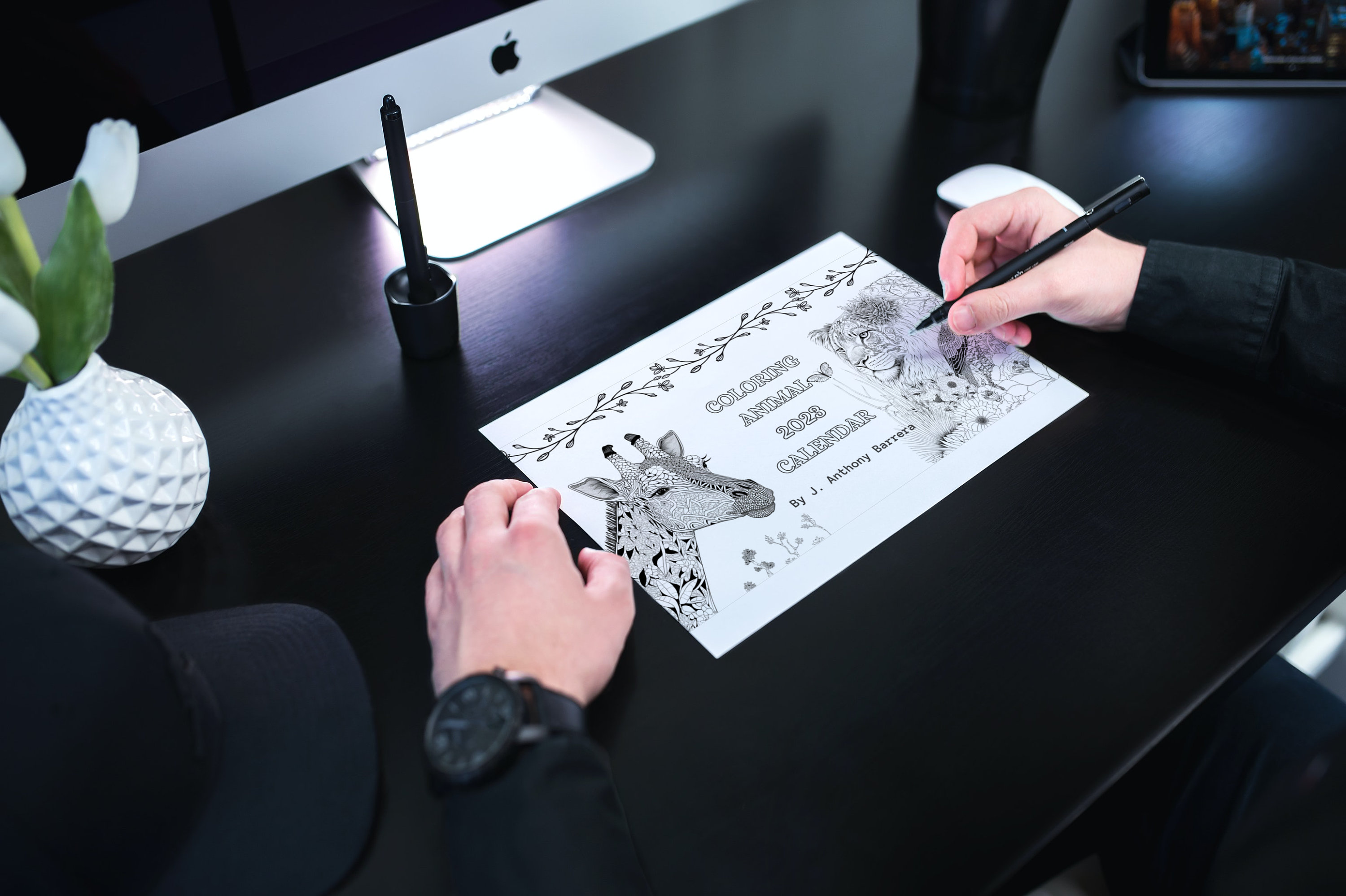 Animal 2023 Coloring Calendar, Printable Wall Calendar, DIY Calendar ...