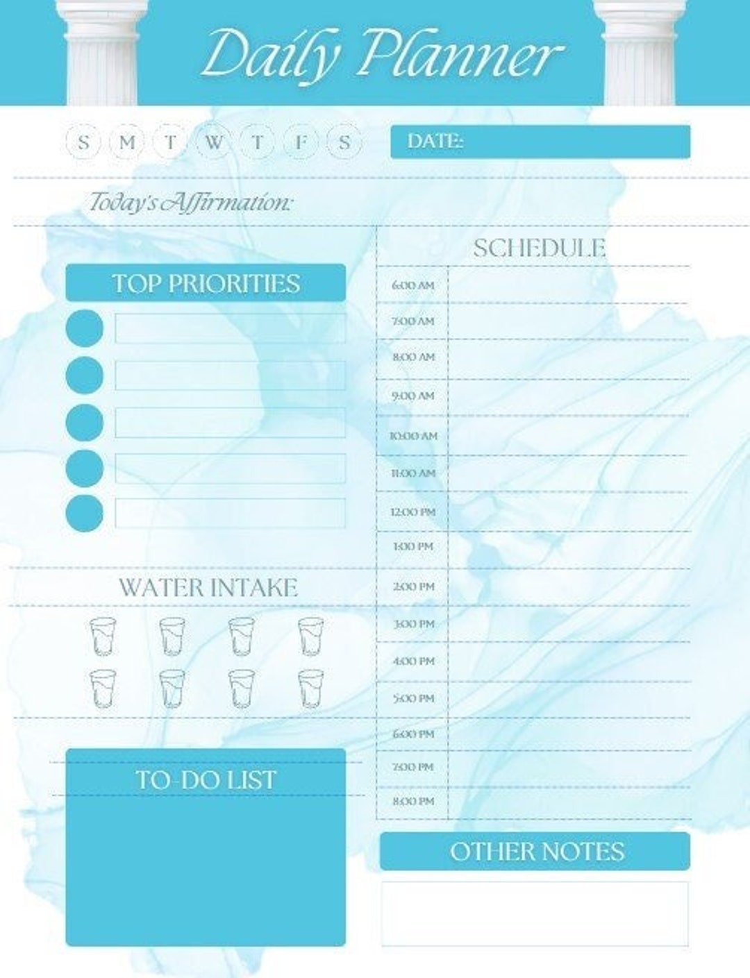 Day Planner With Water Intake - Etsy