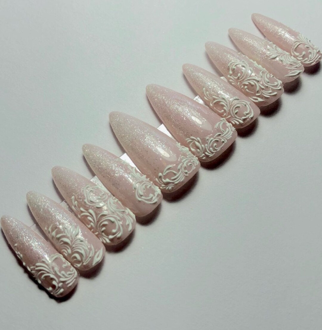 Lace Bridal Nails - Etsy