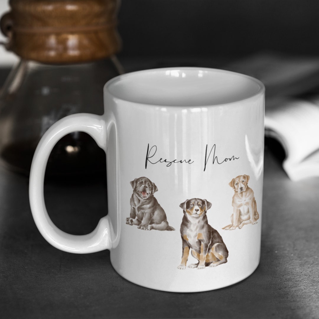 Recue Dog Mom Ceramic Mug 11oz, Mugs, Dog Mugs, Cute Dog Mugs, Cute ...