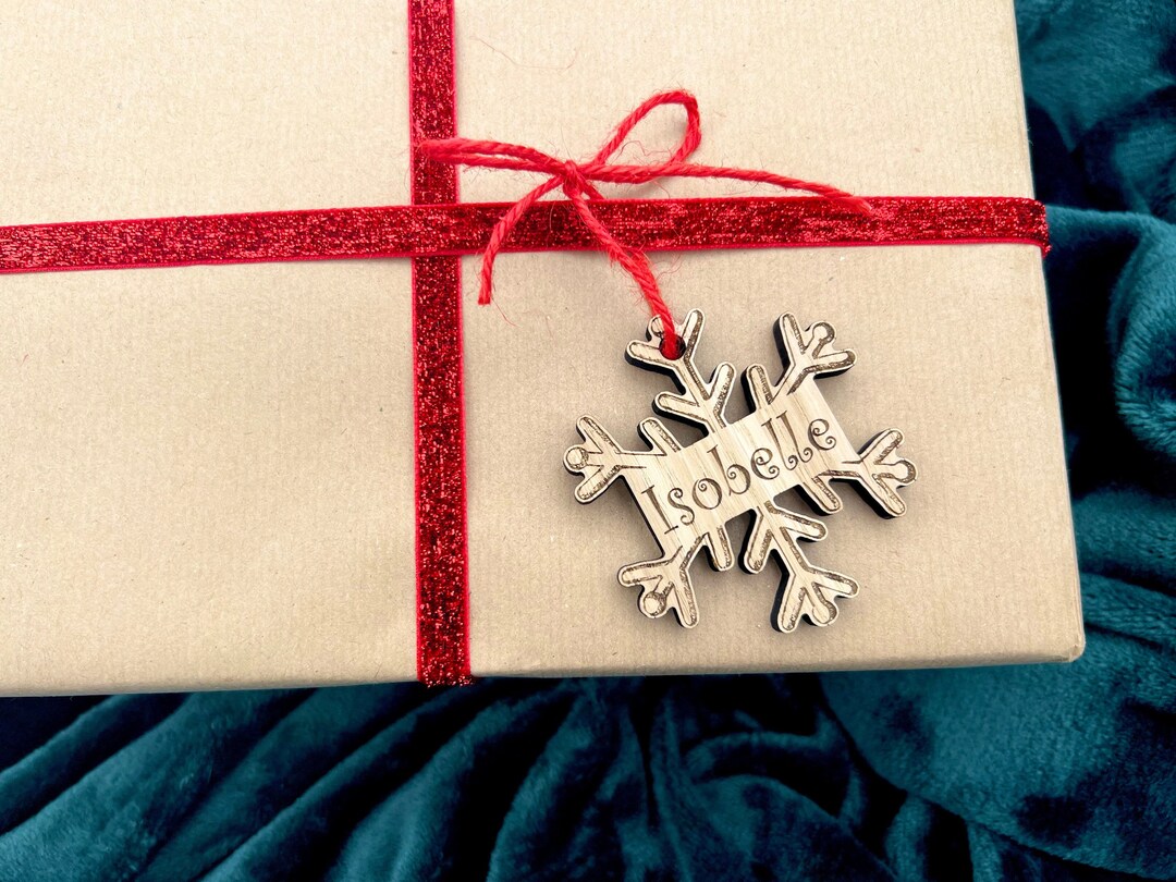 Christmas Personalised Wooden Snowflake Gift Tag Name Tags - Christmas ...