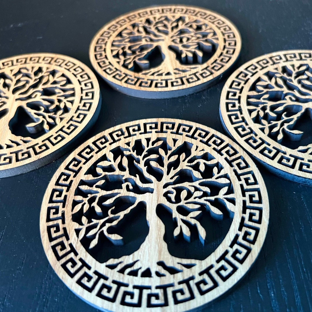 Celtic Tree of Life Coasters Set - Wooden Coasters - Coffee Coasters ...