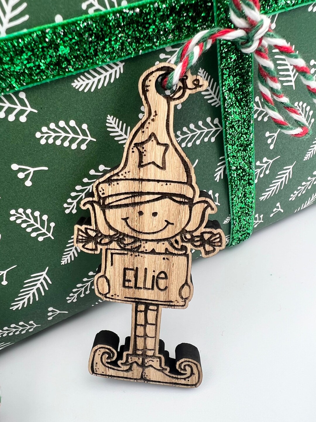 Personalized Wooden Elf Gift Tag – Christmas Present Name Tag - Etsy