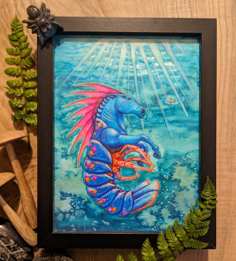 Hippocampus Painting Mythical Sea Horse Cryptid Creature Underwater ...
