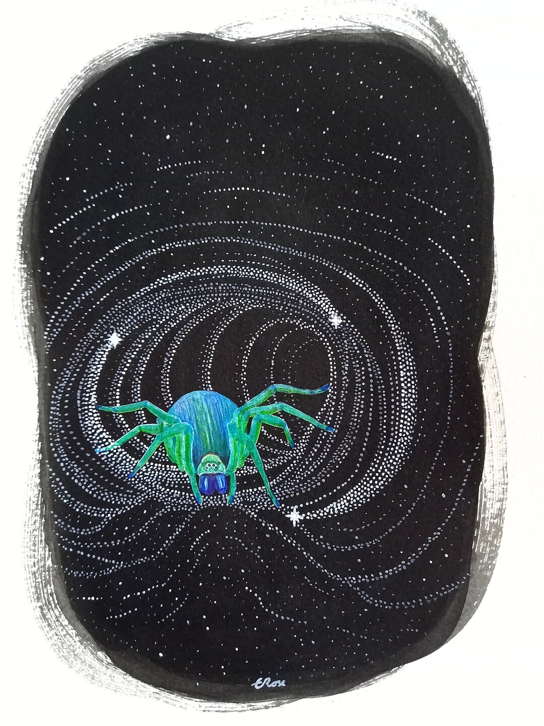 Labyrinth Spider, Space Spider, Stars, Quirky, Original, Hand Painted ...