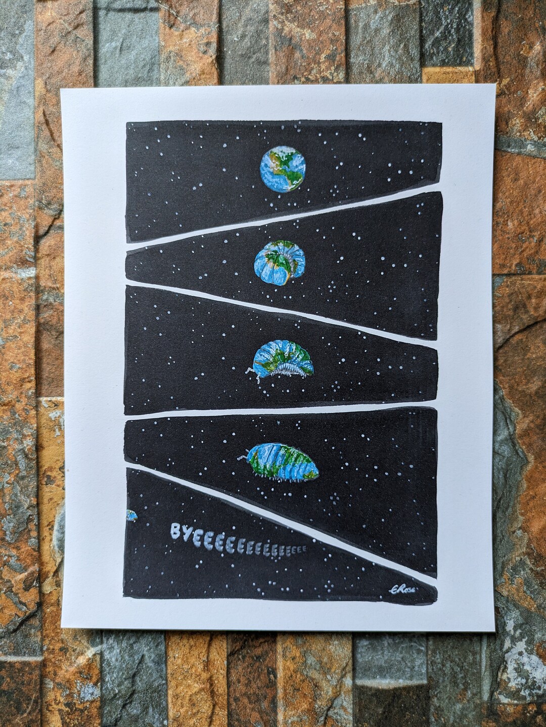 Isopod in Space Cosmic Pill Bug 8x10 Inch Print Quirky Roly Poly ...