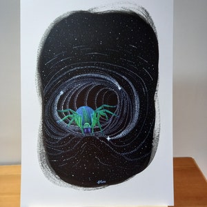 Labyrinth Spider A4 Print Cosmic Space Arachnid Stars Web Planet Uranus ...
