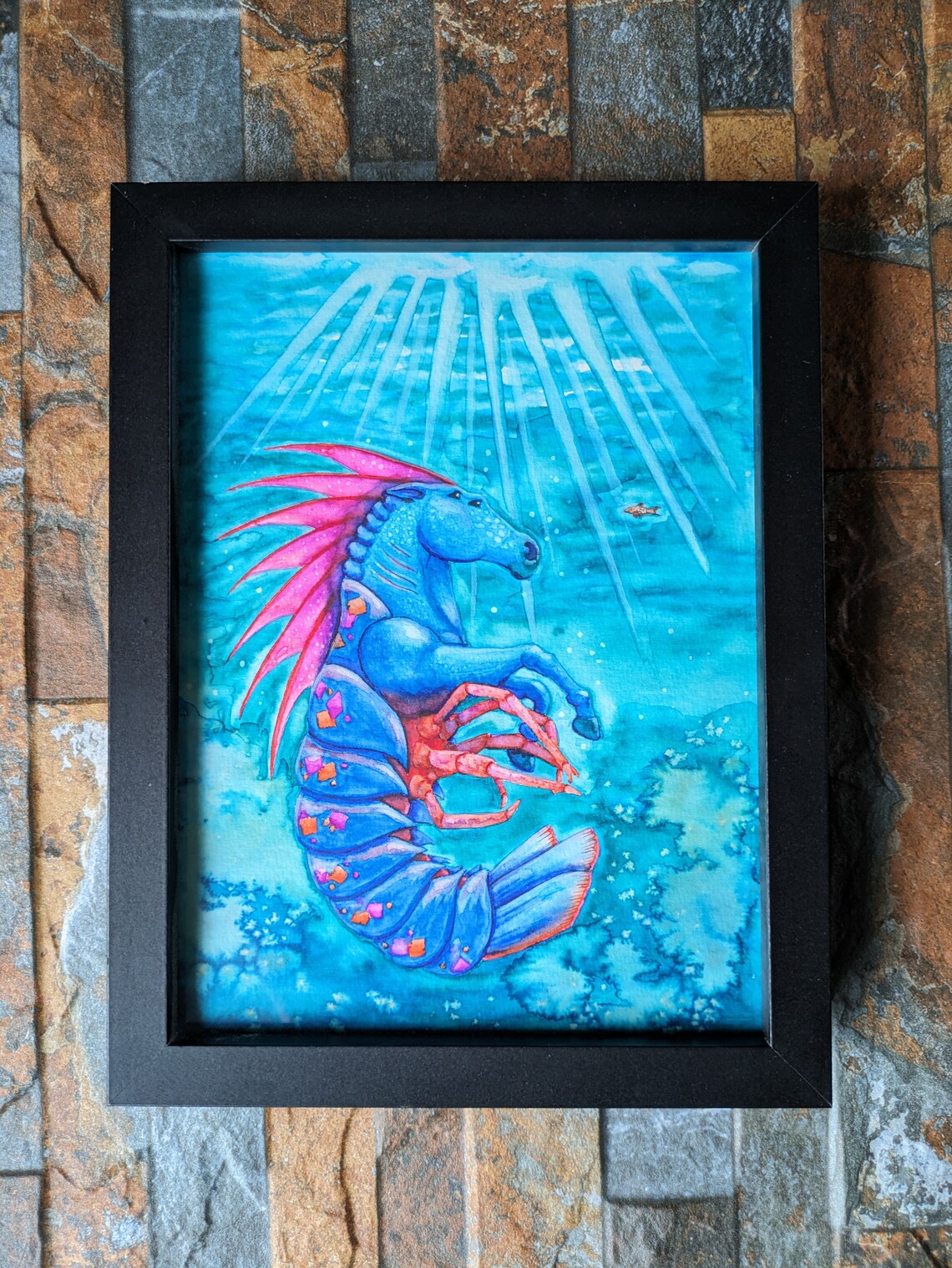 Hippocampus Painting Mythical Sea Horse Cryptid Creature Underwater ...