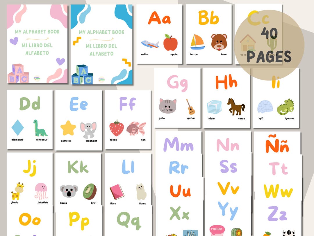 Bilingual Alphabet Busy Book Digital Download, Spanish & English ...