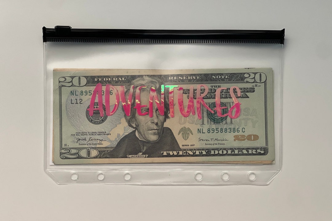 A6 Black Zipper Cash Envelope | Custom Vinyl Label - Etsy