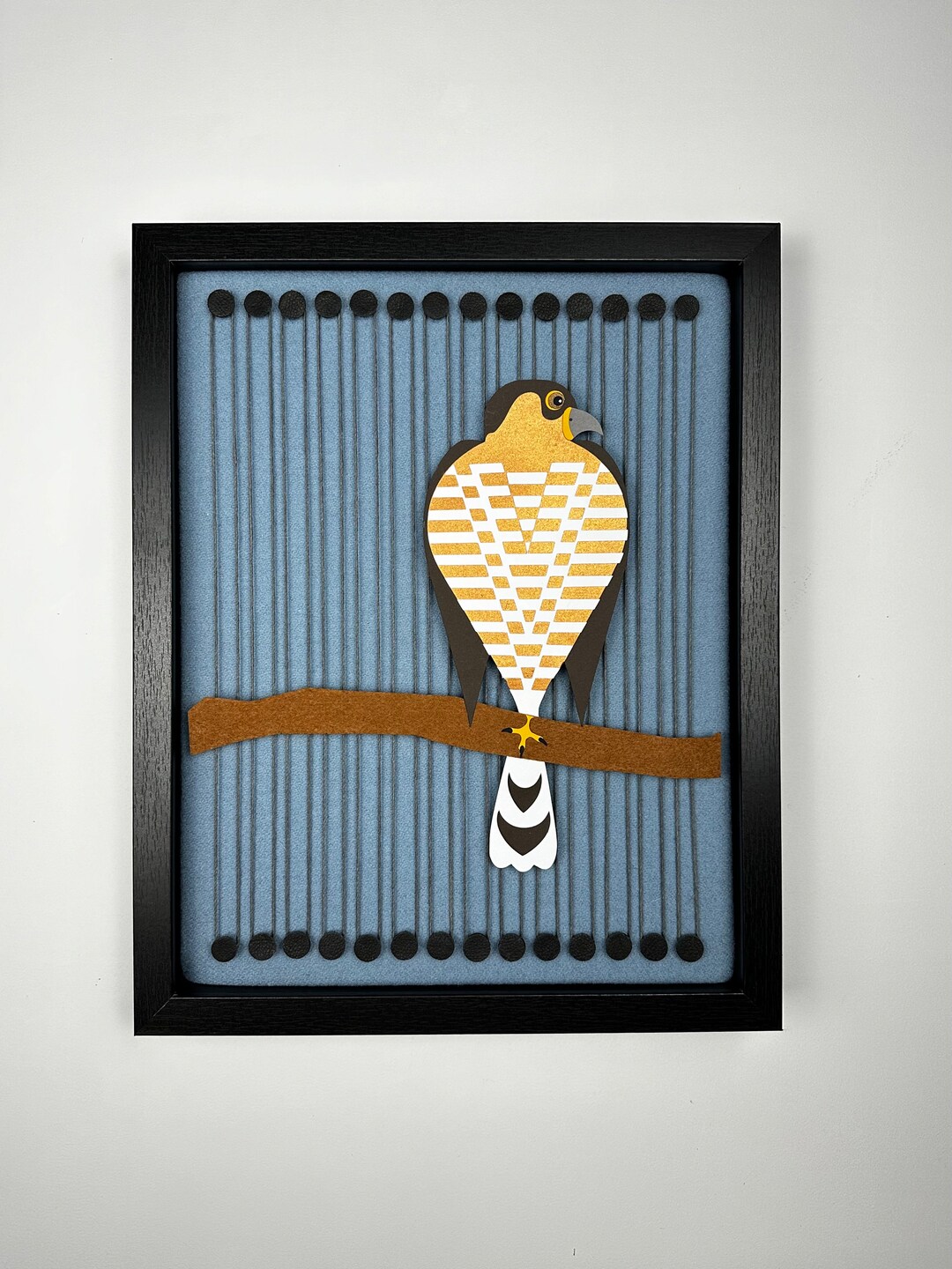 Sharp-shinned Hawk on Branch 3D Modern Art, Charlie Harper Inspired ...