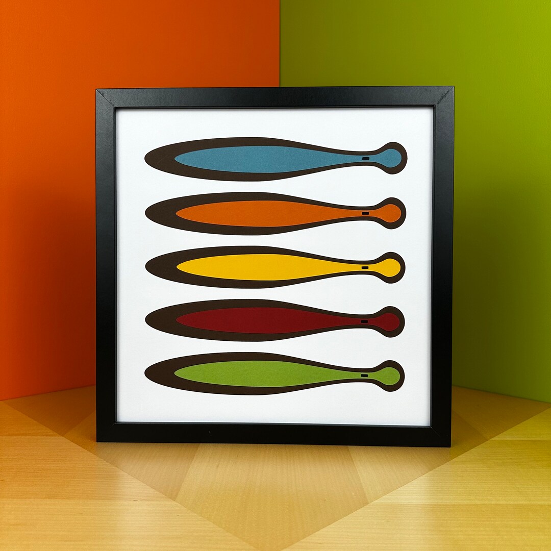 Framed Mid Century Modern-inspired, Layered-paper Design, 4 Color ...