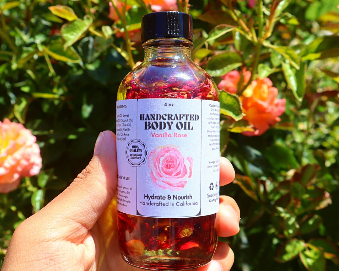 Handcrafted Vanilla Rose Body Oil - Etsy
