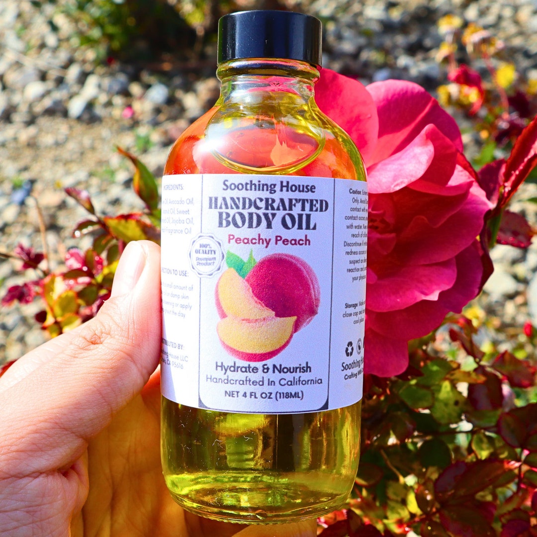 Handcrafted Peachy Peach Body Oil 4 Oz Bottle for Smooth Skin With ...