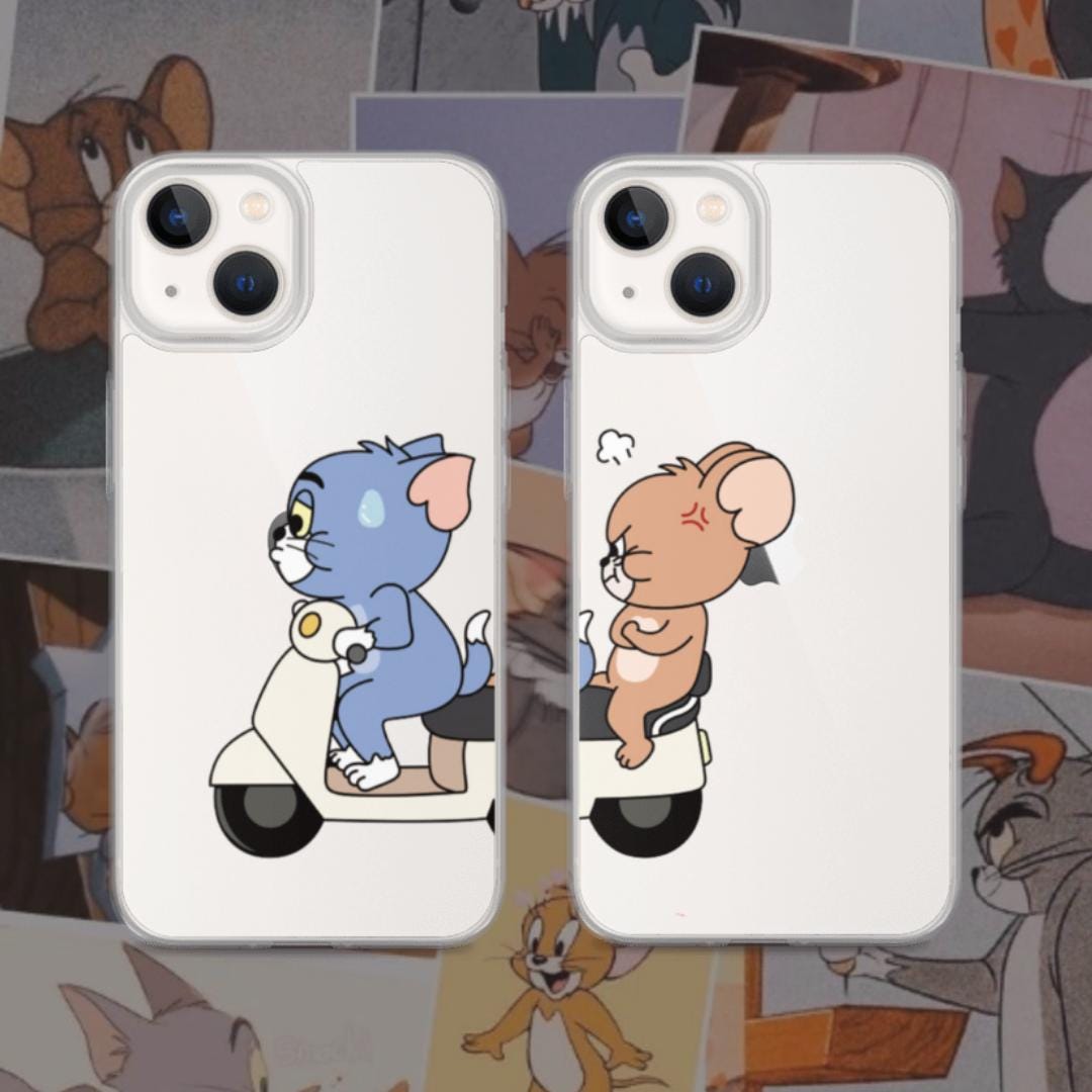 Matching Tom and Jerry Couple Phone Cases ,transparent Cover Couple ...