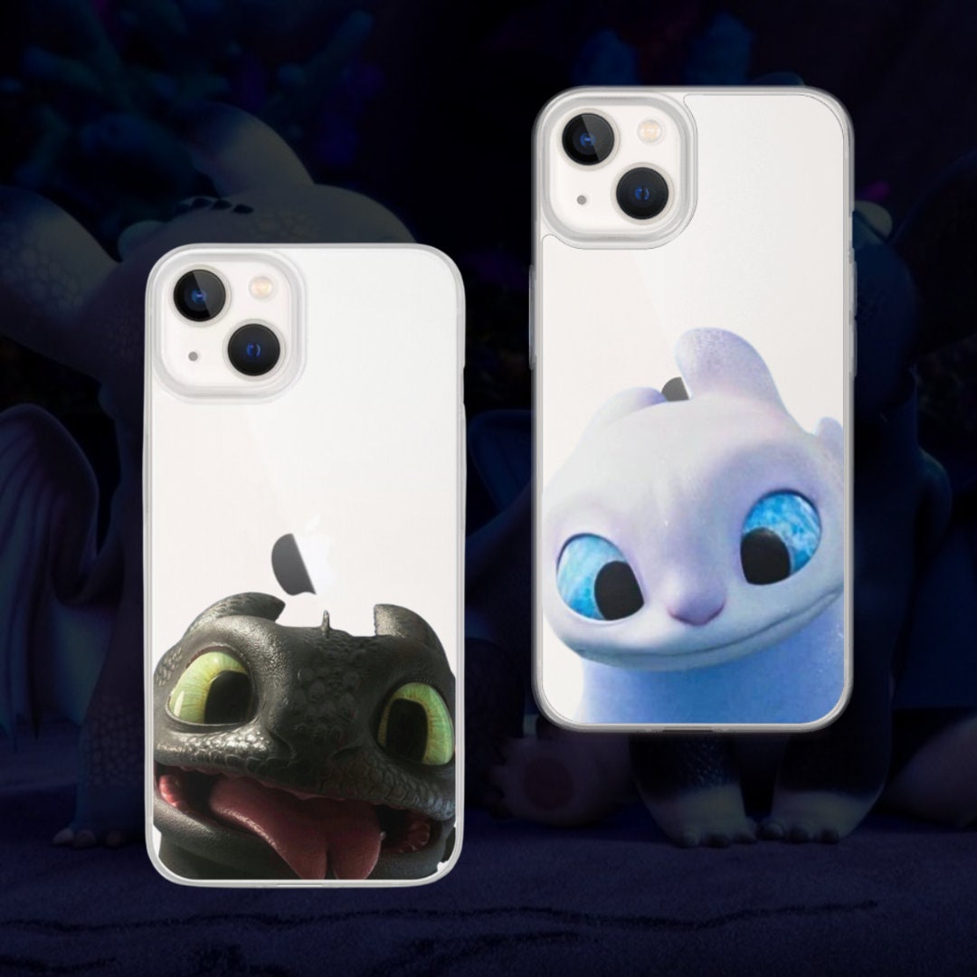 Toothless and Light Fury Transparent Cover Couple Phone Cases, Matching ...