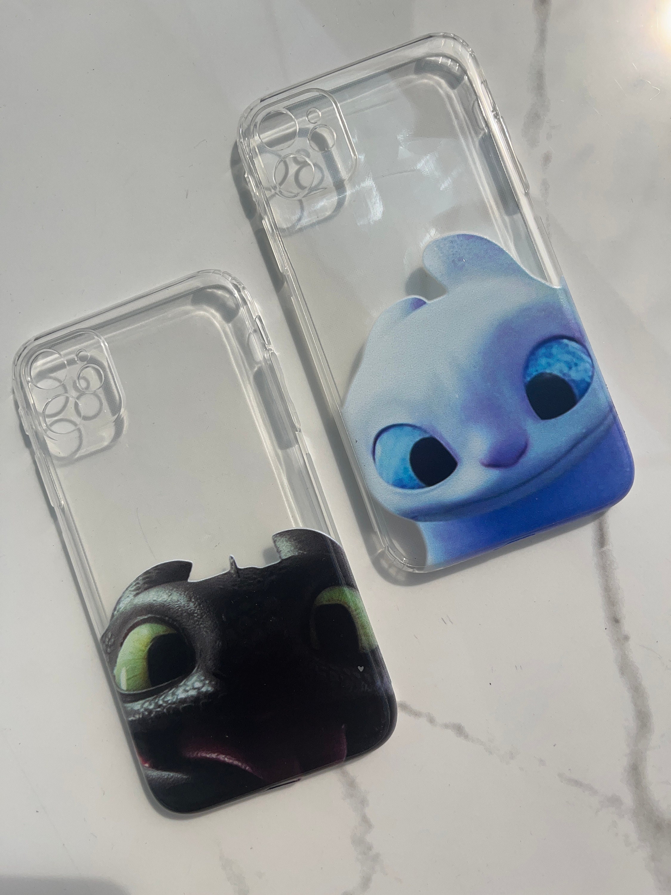 Toothless and Light Fury Transparent Cover Couple Phone Cases, Matching ...