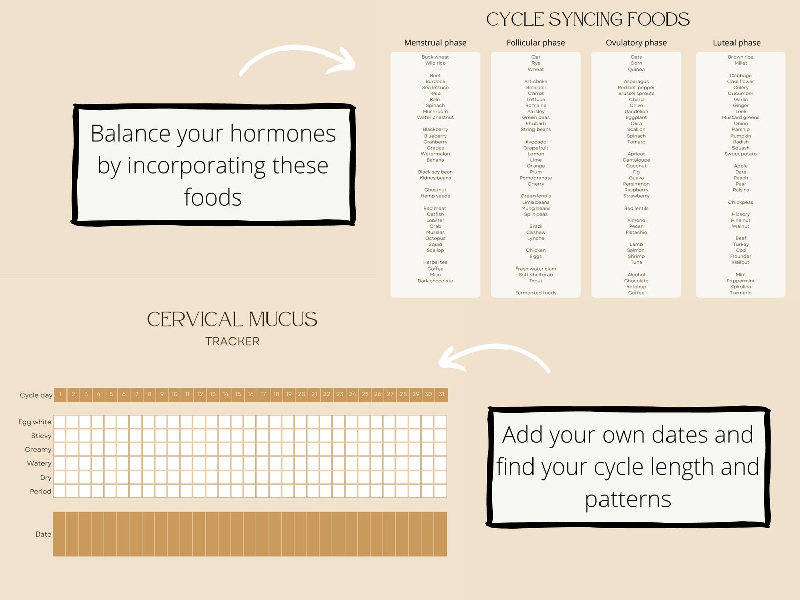 Cervical Cycle Syncing & Mapping Track Menstrual Cycle and - Etsy