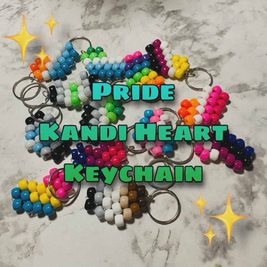Kandi Keychain | Pride Heart Kandi Keychain | Pride Keychain | Pride ...