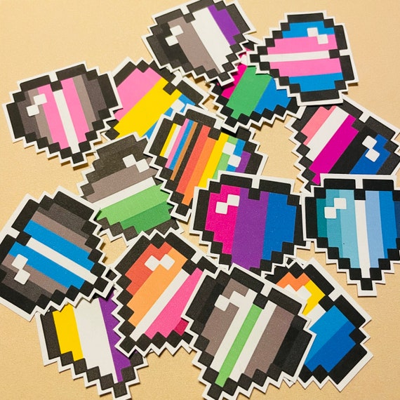 Pride Pixel Heart Sticker Various Flags Pride Stickers - Etsy