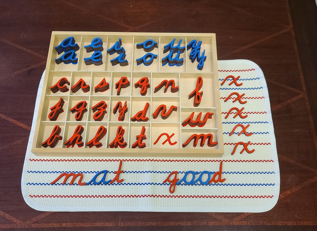 Wooden Movable Alphabet Cursive / Montessori Language Materials ...