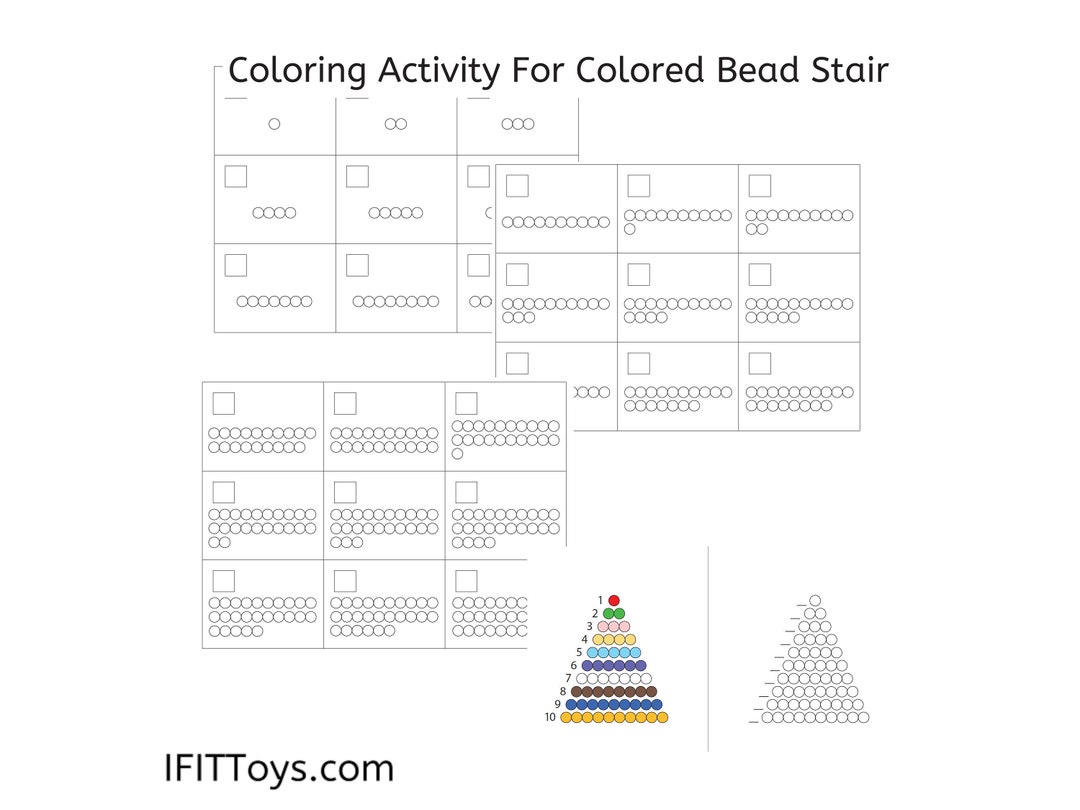 Coloring Activity for Colored Bead Stair PDF/ Montessori Math Materials ...