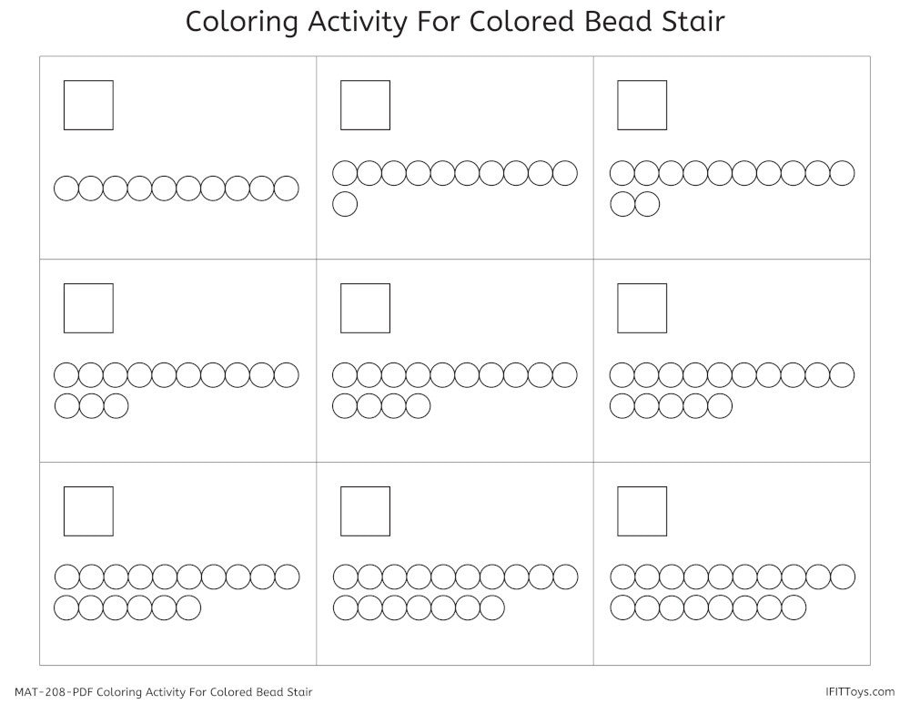 Coloring Activity for Colored Bead Stair PDF/ Montessori Math Materials ...