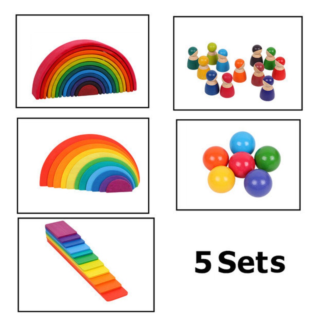 5 SETS BUNDLE DEAL Large Wooden Grimm's Style Rainbow - Etsy