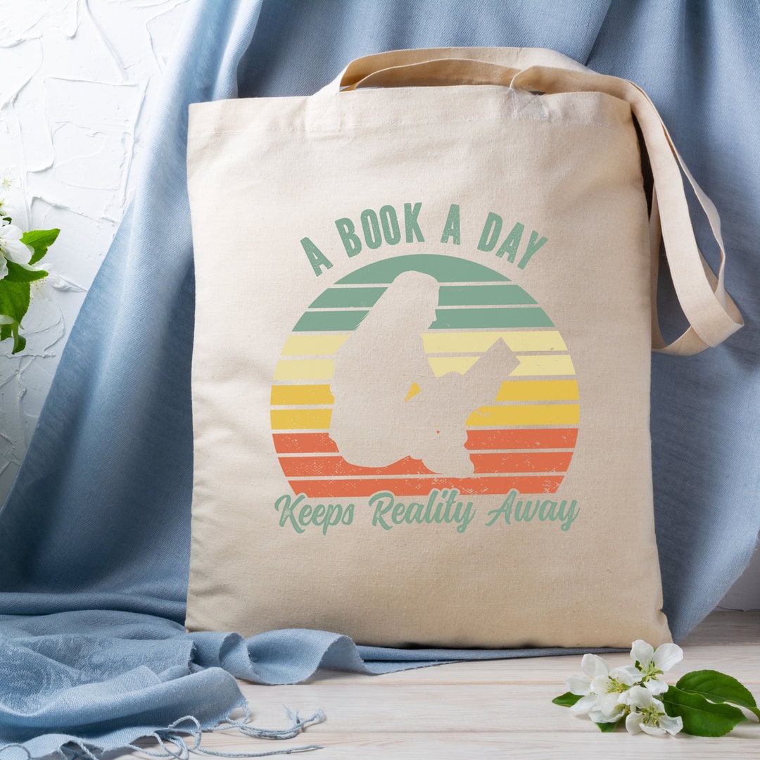 Retro Book Lover Tote Funny Bookworm Totebag Bookish Quote Sturdy ...