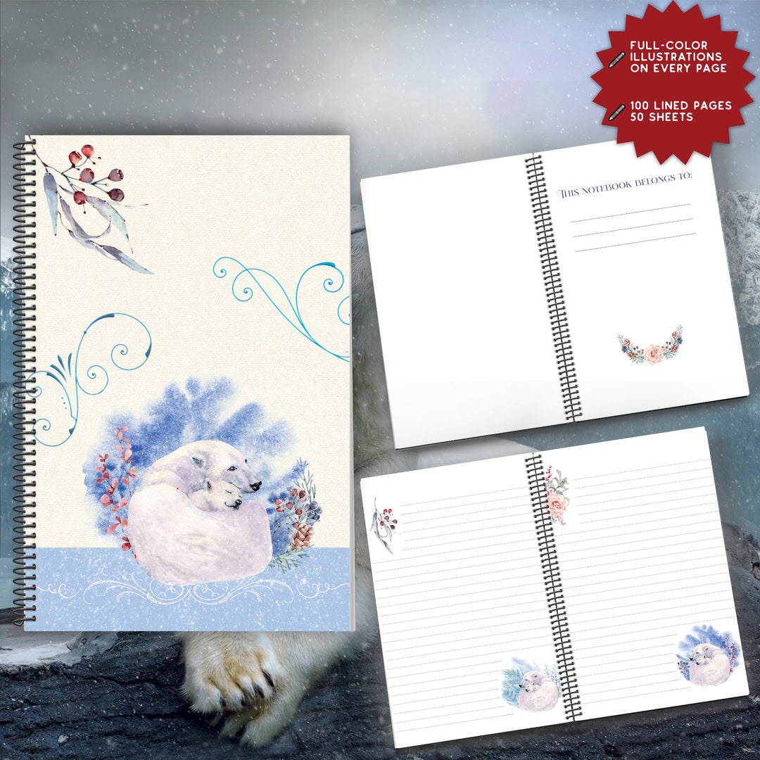 Cute Illustrated Polar Bear Spiral Bound Notebook Winter Snow - Etsy