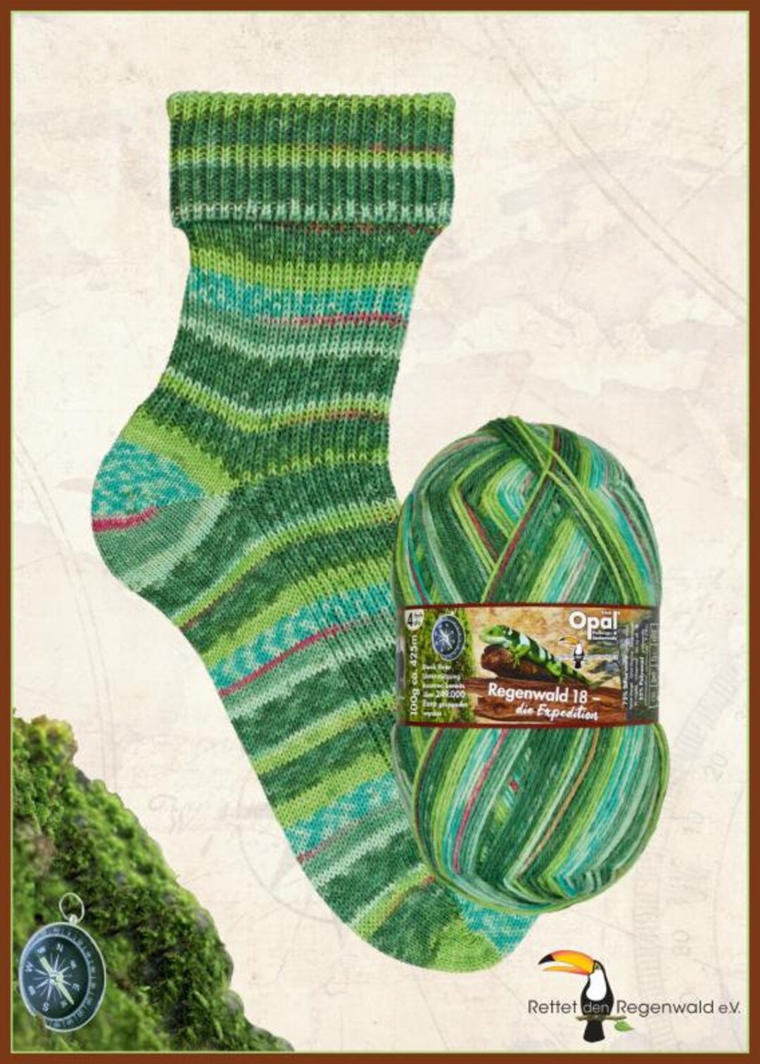 Opal Sock Yarn Rainforest 18 Flashlight Tim 11201, 75 Wool 25 Nylon ...