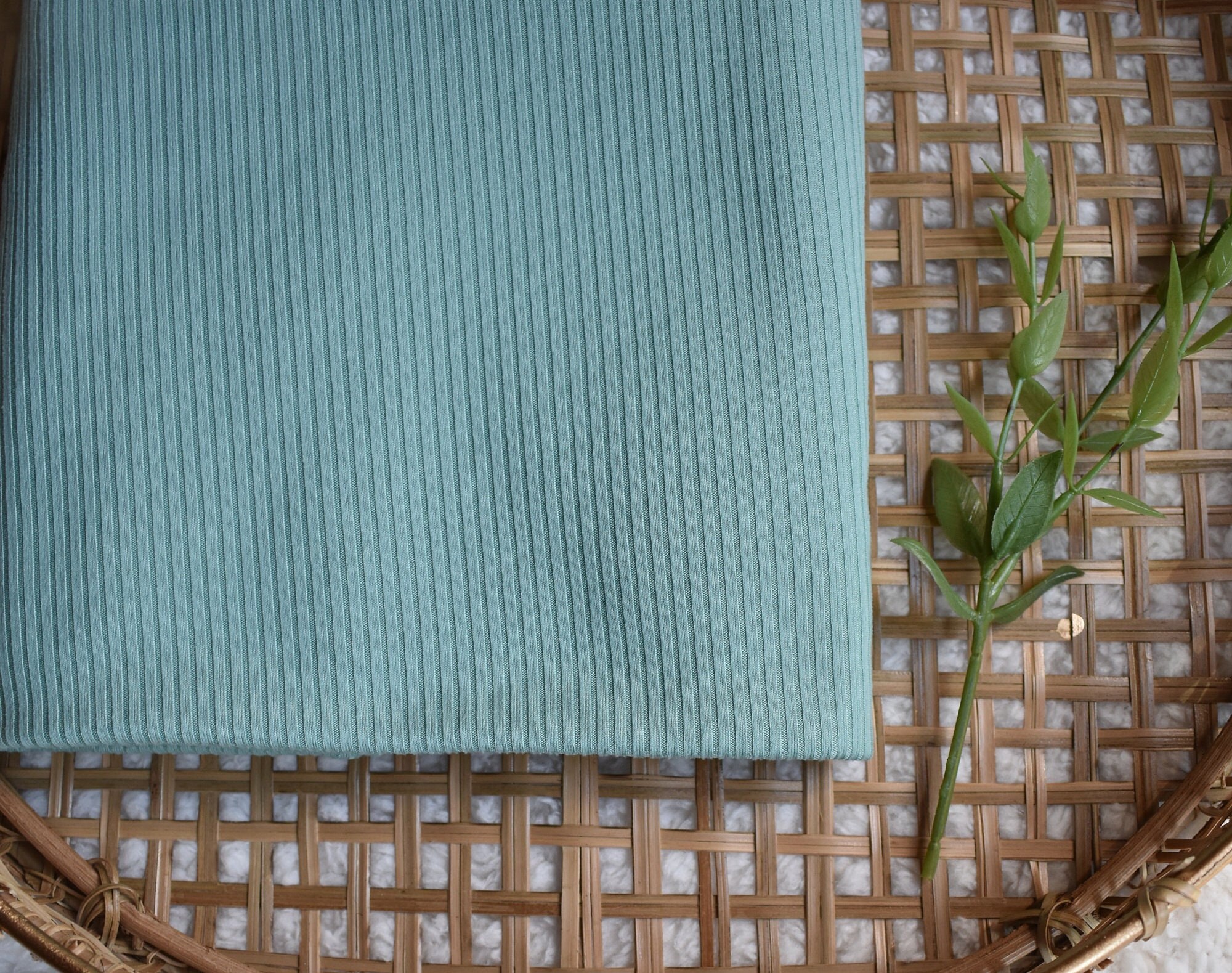 Sage Blue Rib Knit Fabric - 4x2 Rib Knit Fabric - Soft Fabric - Fabric ...