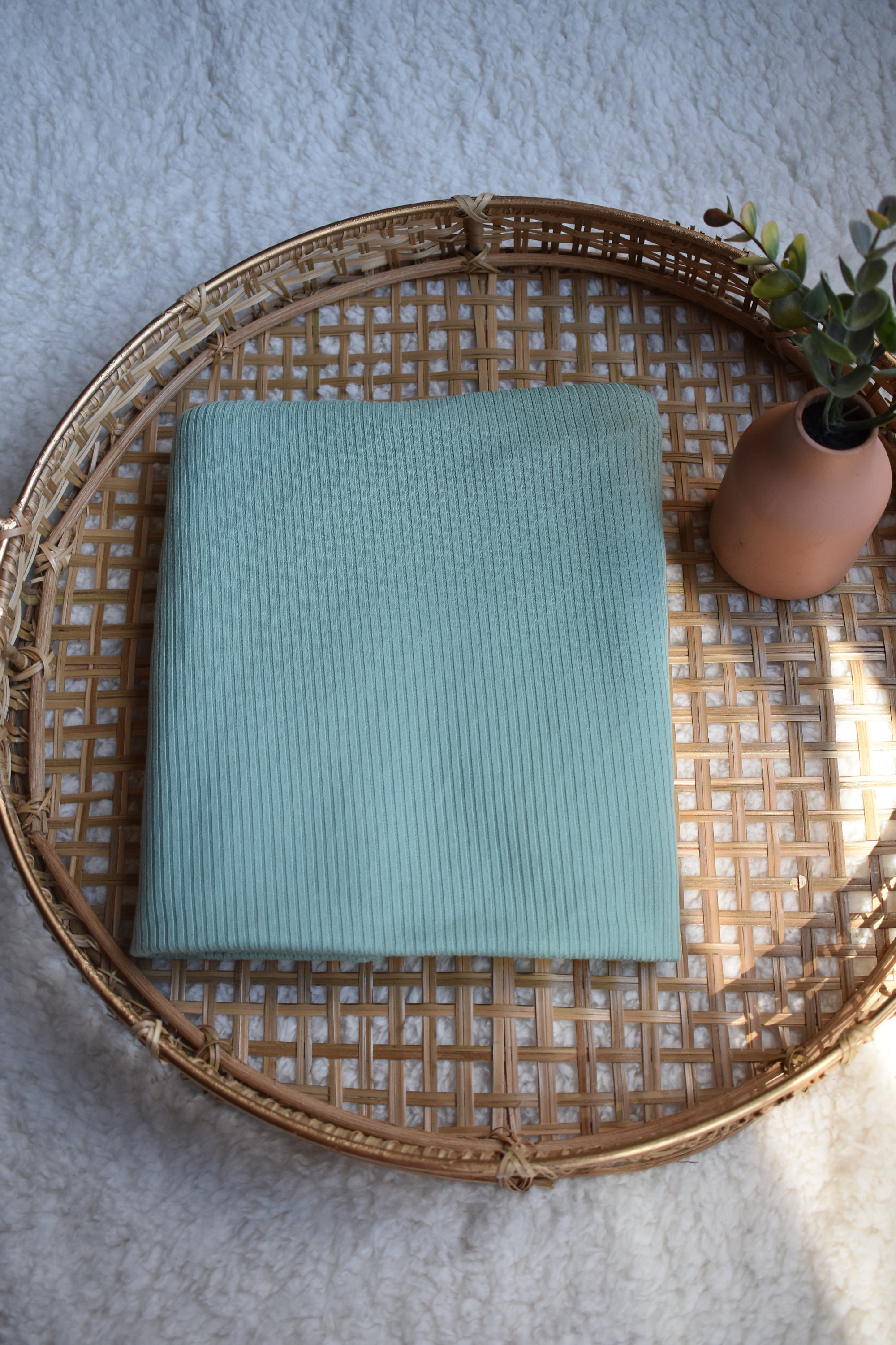 Sage Blue Rib Knit Fabric - 4x2 Rib Knit Fabric - Soft Fabric - Fabric ...