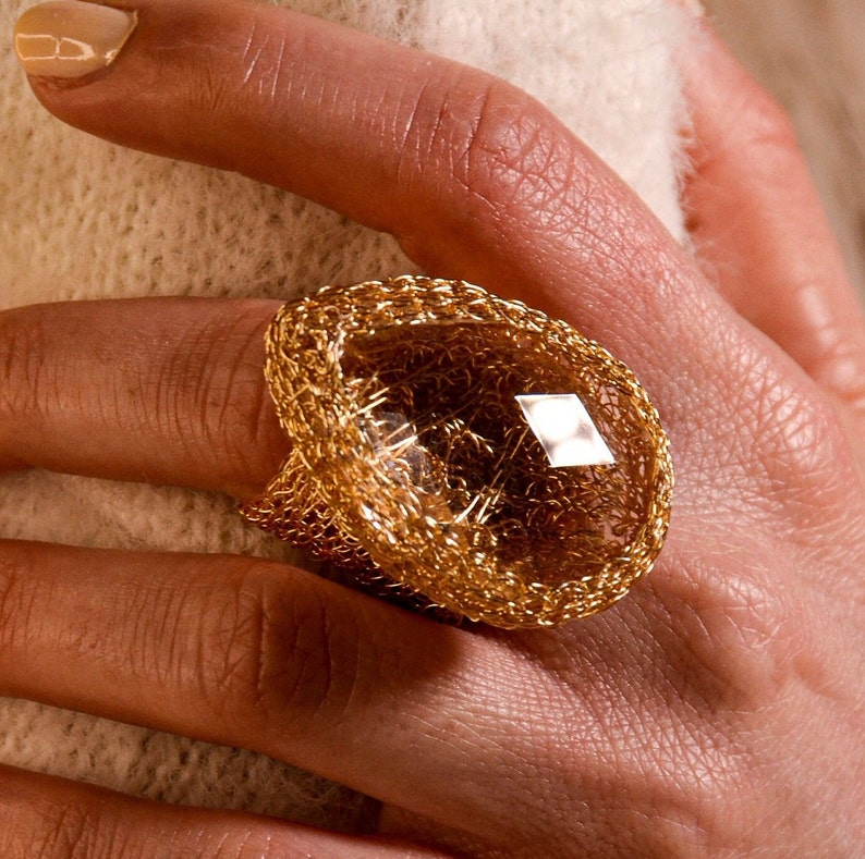 Big Clear Crystal Quartz Ring Large Crystal Statement Ring - Etsy