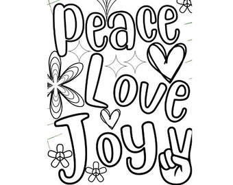 Peace, Love and Joy Coloring Pages - Etsy