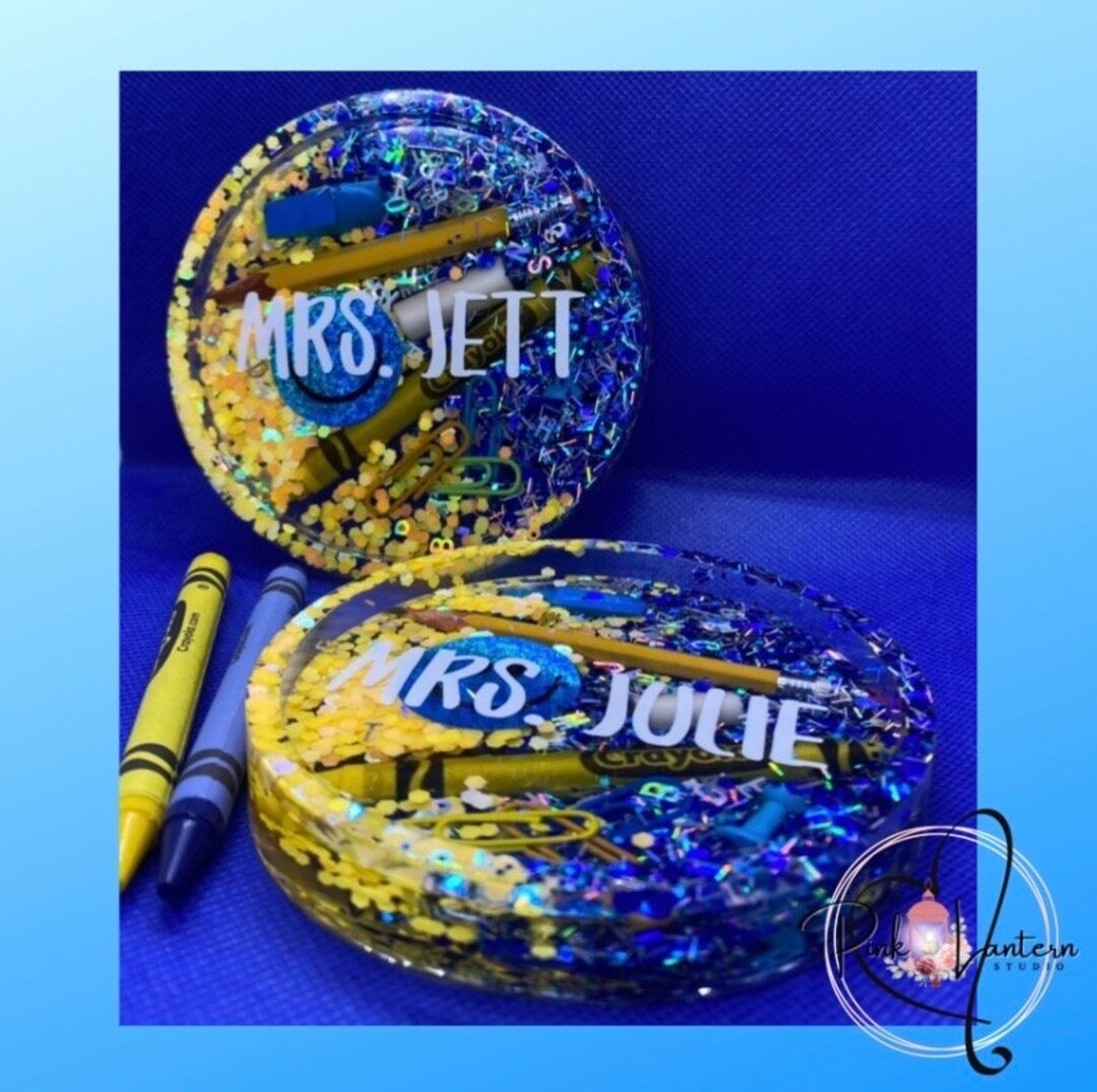 Personalized Circle Teachers Coaster in 2 School Colors - Etsy