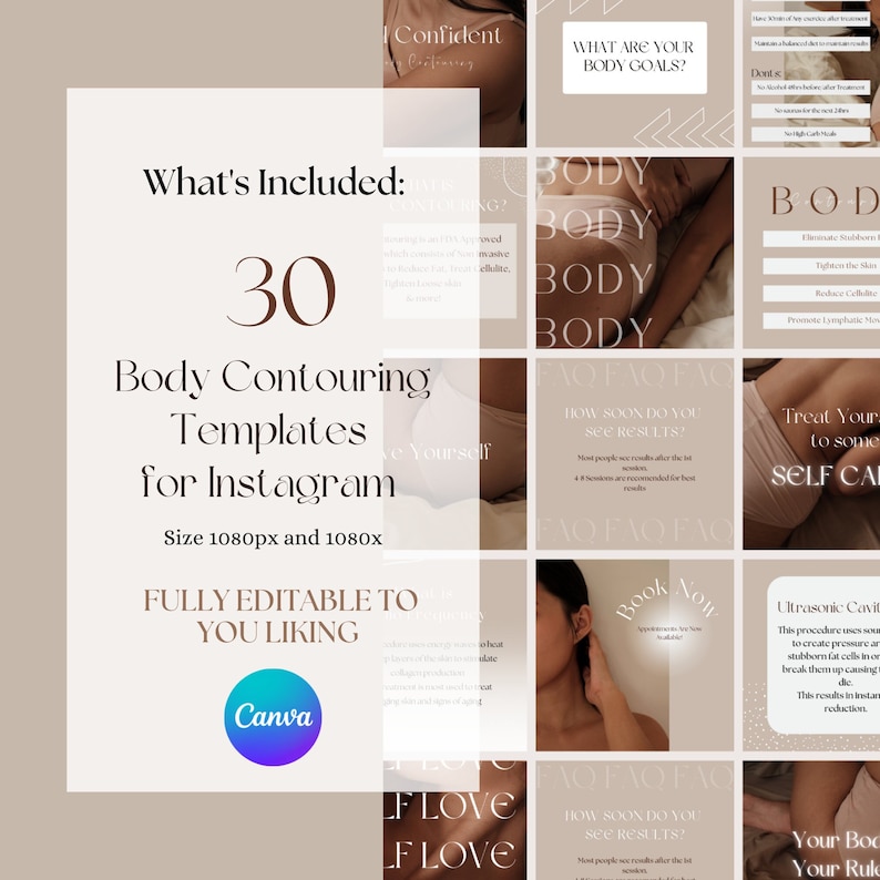 30 Body Contouring, Body Sculpting Instagram Posts Templates - Etsy