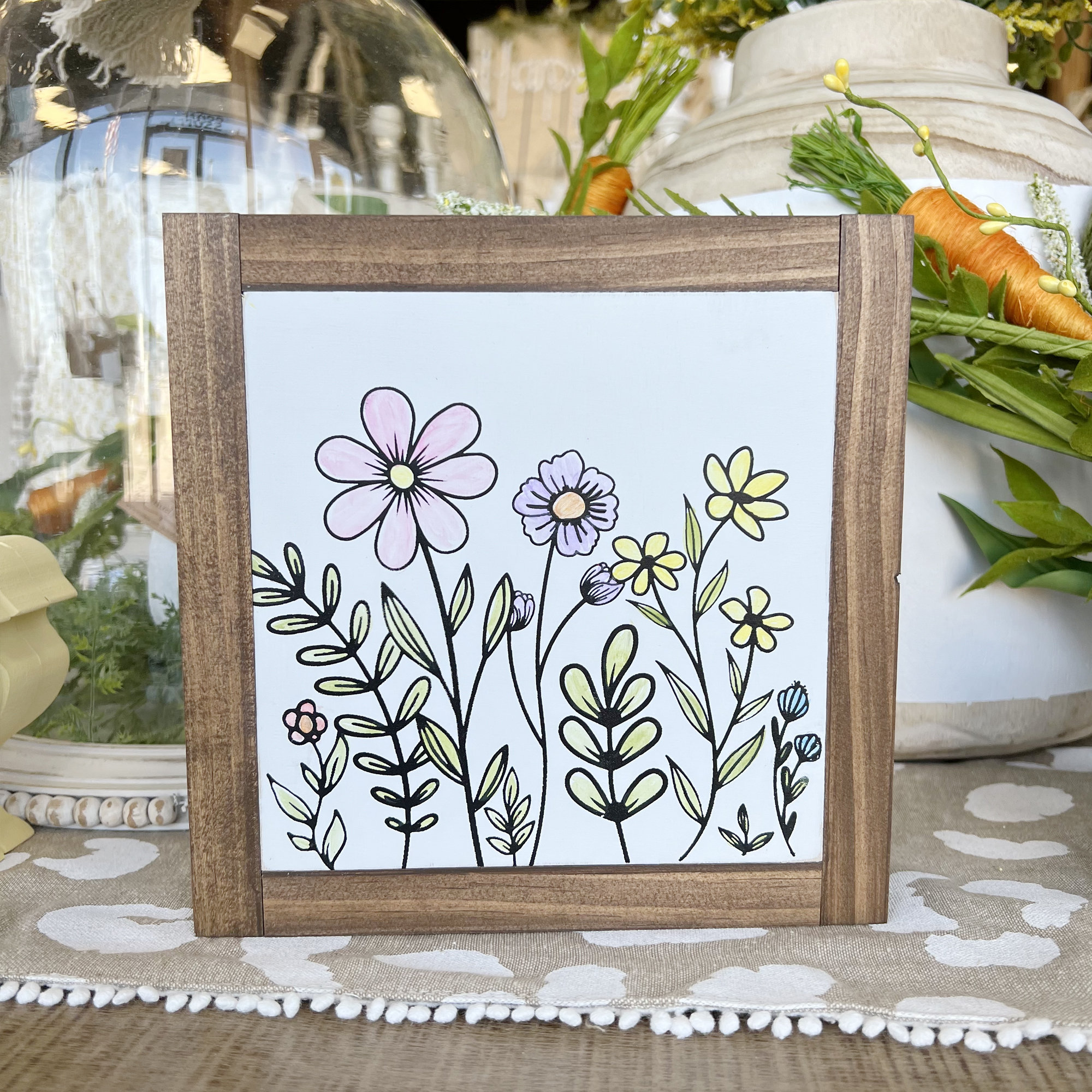 Watercolor Flower Sign Spring Decor Wood Sign Wildflower - Etsy