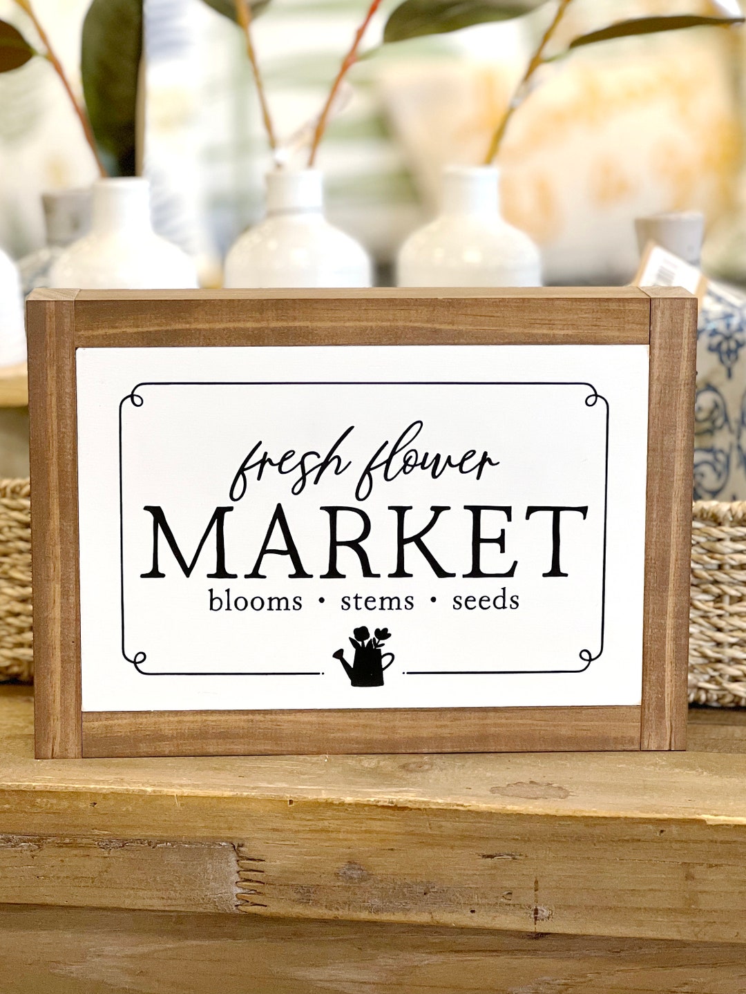 Fresh Flower Market Sign | Spring Decor | Wood Sign | Floral Sign - Etsy