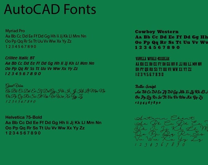 Autocad Fonts & Design Drawings - Etsy