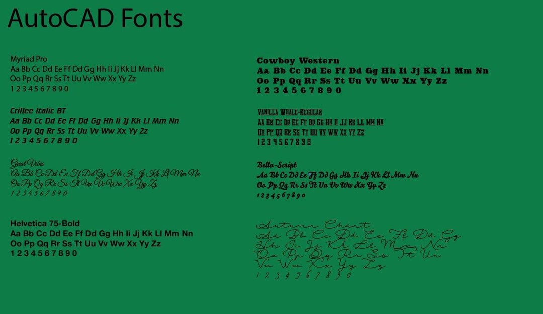Autocad Fonts & Design Drawings - Etsy