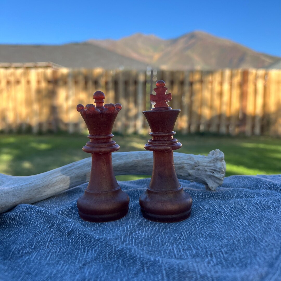 Perfectly Imperfect Bronze Chess Pieces - Queen and King Chess Piece ...