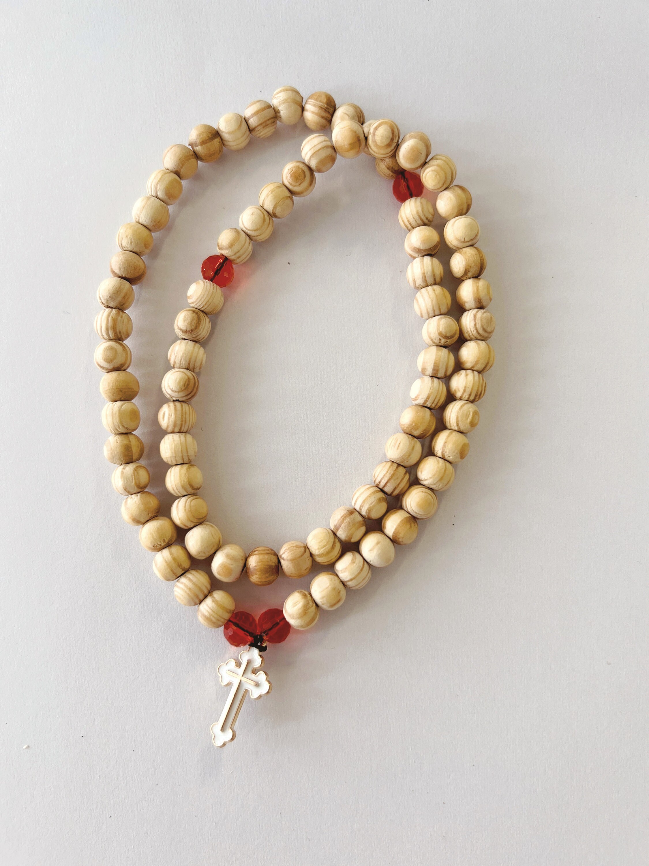 Orthodox Christian Wooden Bead Prayer Rope 75 Knots Beige Red - Etsy