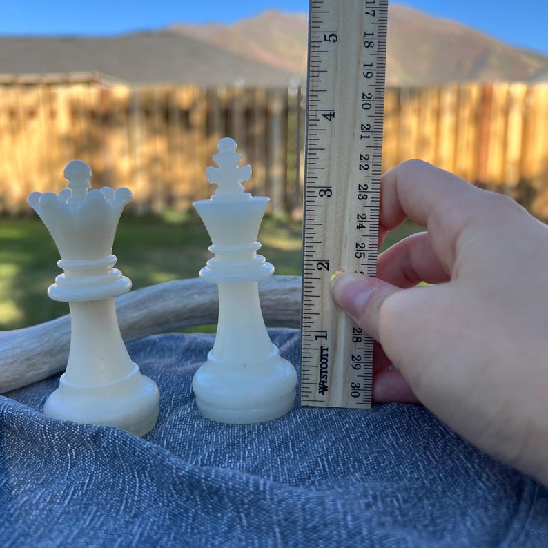 Perfectly Imperfect White Chess Pieces Queen and King Chess Piece Resin ...