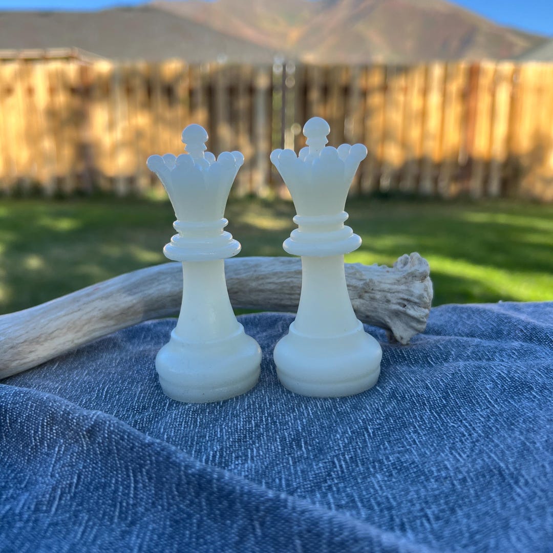 Perfectly Imperfect White Chess Pieces - Queen and King Chess Piece ...