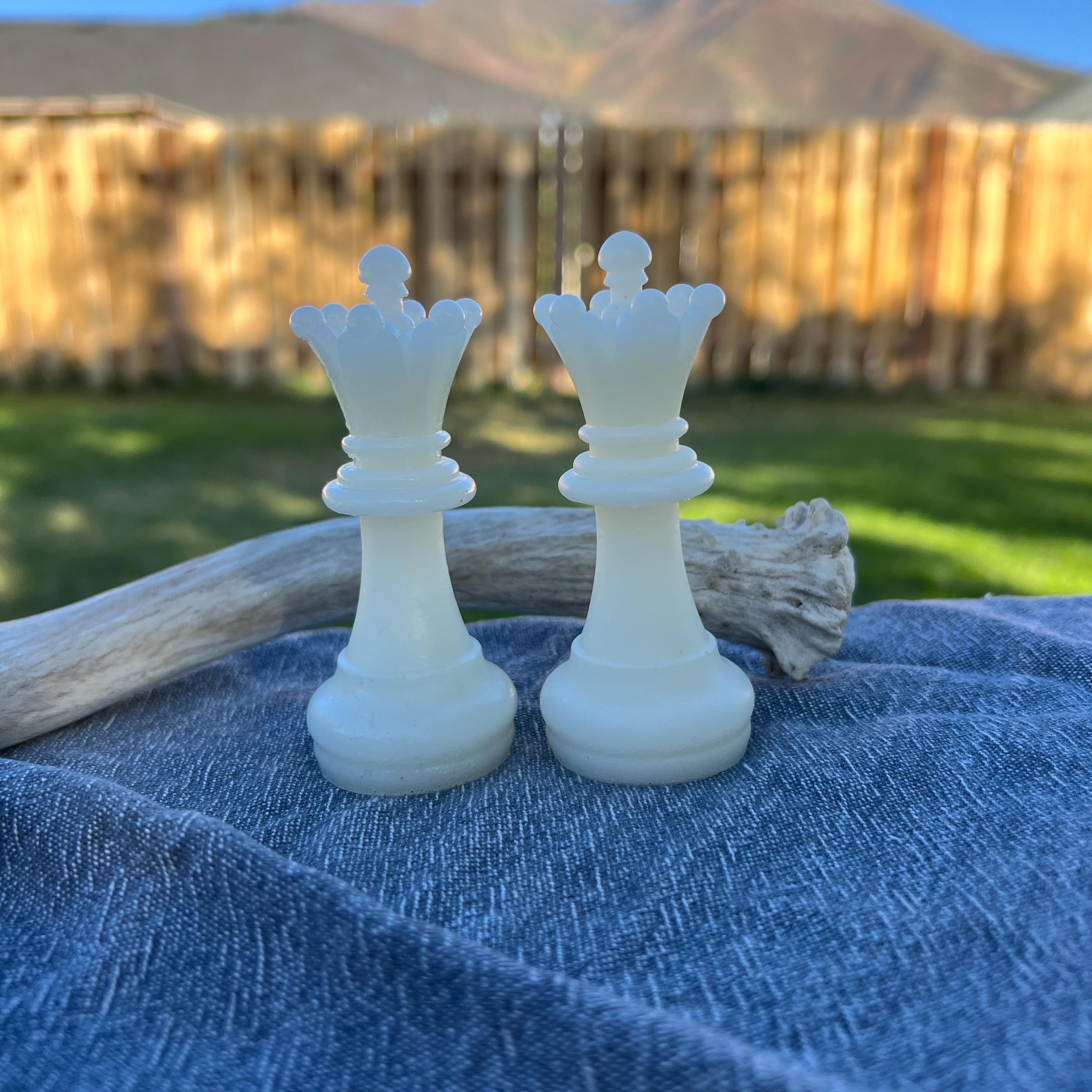 Perfectly Imperfect White Chess Pieces Queen and King Chess Piece Resin ...